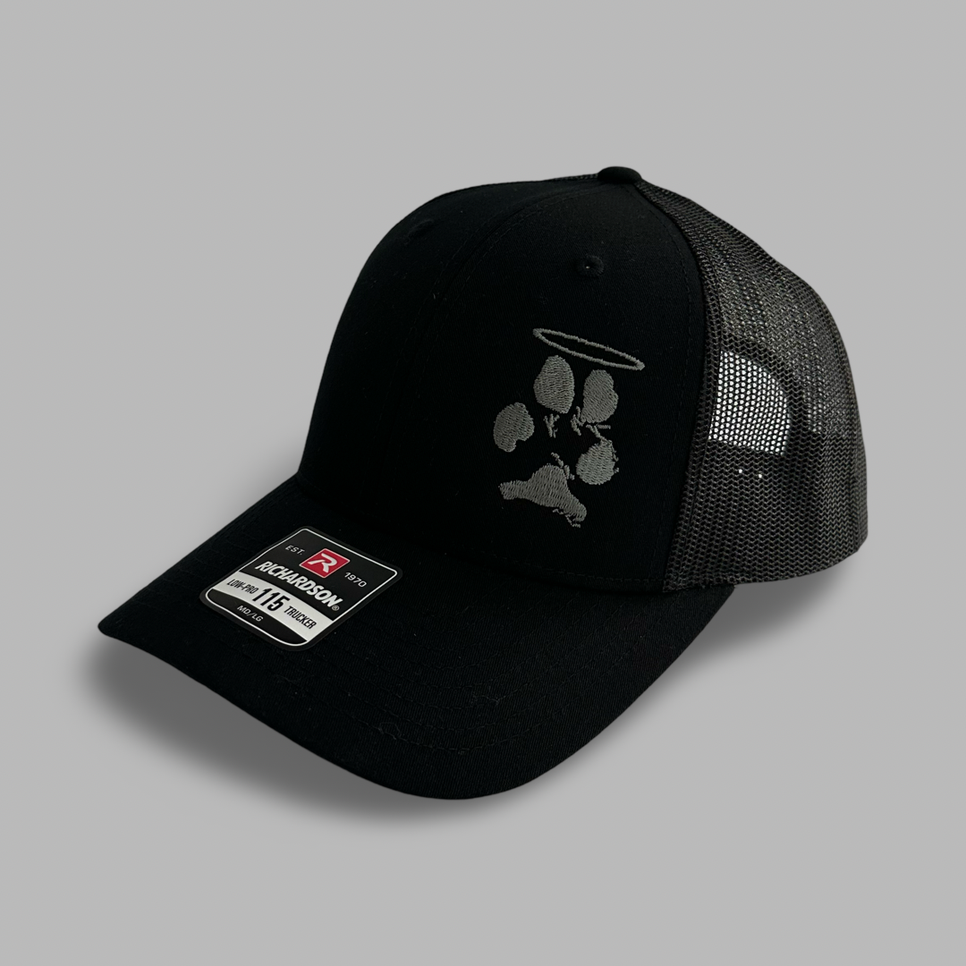 Low Profile Paw Print Richardson Snapback Trucker- Black/Charcoal – Halo, Inc.