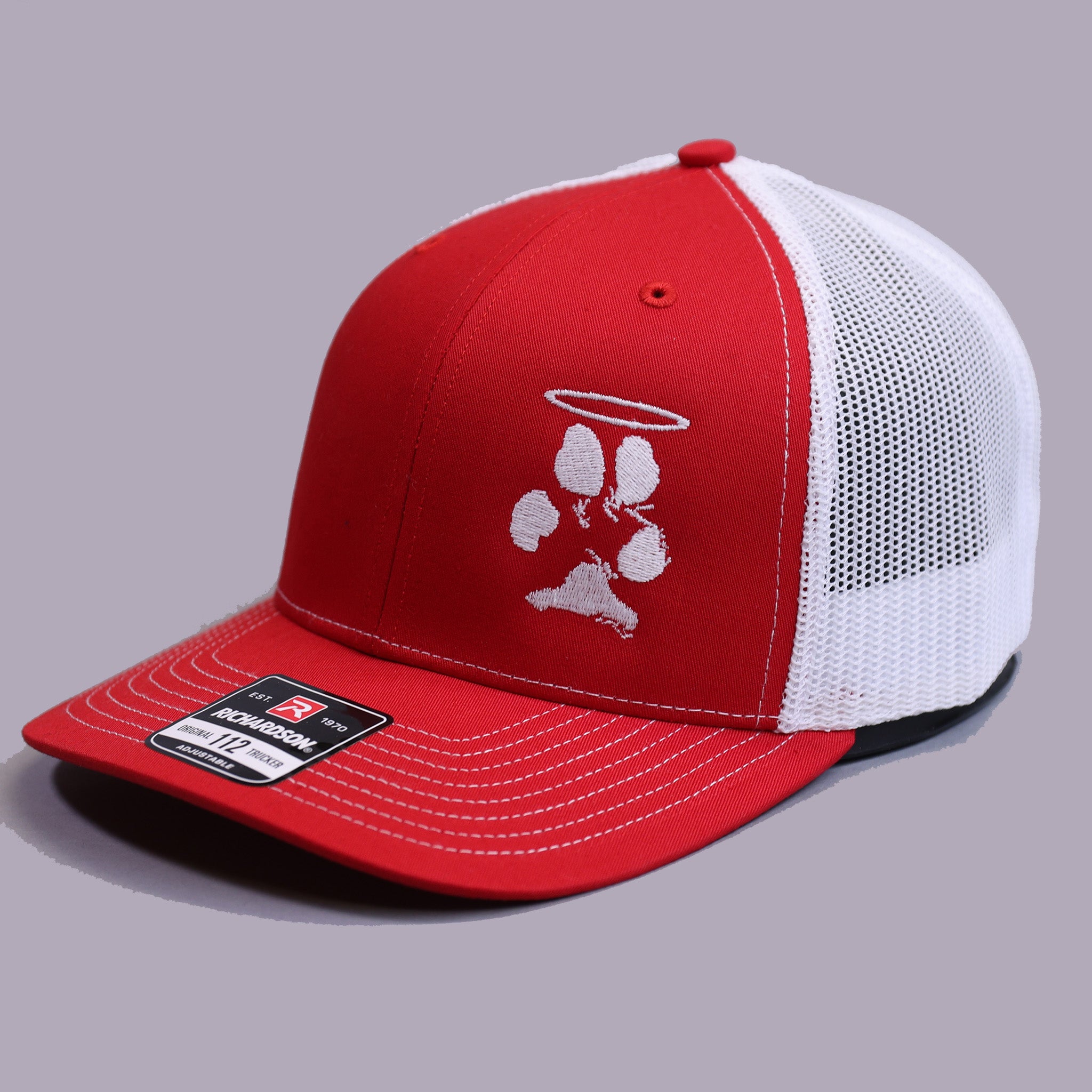 Paw Print Richardson Snapback Trucker- Red/White – Halo, Inc.